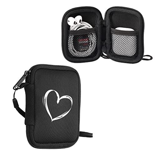 kwmobile Neoprene Case Compatible with in-Ear Headphones - 2.3 x 3.5 inches (6 x 9 cm) Case with Zip - Brushed Heart