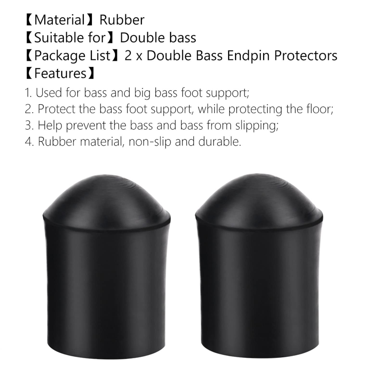 Vbestlife Double Bass Endpin Rubber Tip Stopper, Set of 2 Upright Bass Parts Replacement Rubber Tip for Double Bass End Pin Protector Black