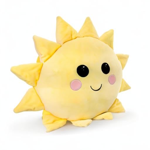 KINREX Yellow Sun Plush β Cheerful Cuddly Sun Stuffed Toy and Pillow for Kids, Bright Soft Sun Plushie, Perfect for Nursery and Playroom Decor, Measures 22 Inches