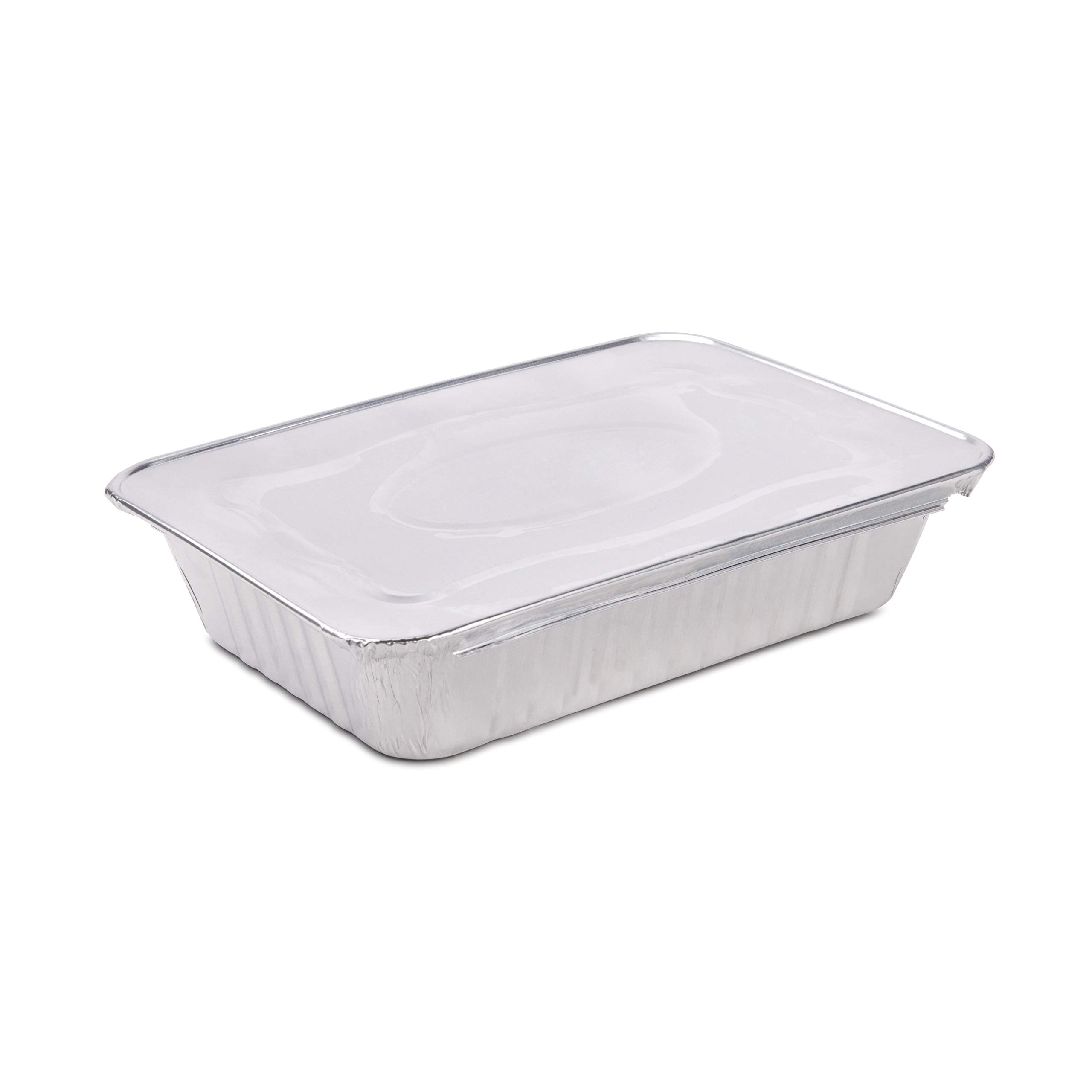 Diplastible Disposable Aluminum Pans with Lids | 10 pack 1-Dinner Portion Pan Oblong Cookware Pans Best Use for Baking, Meal Preparations, Cooking, Roasting, Grilling, Toasting | With Foil Lids