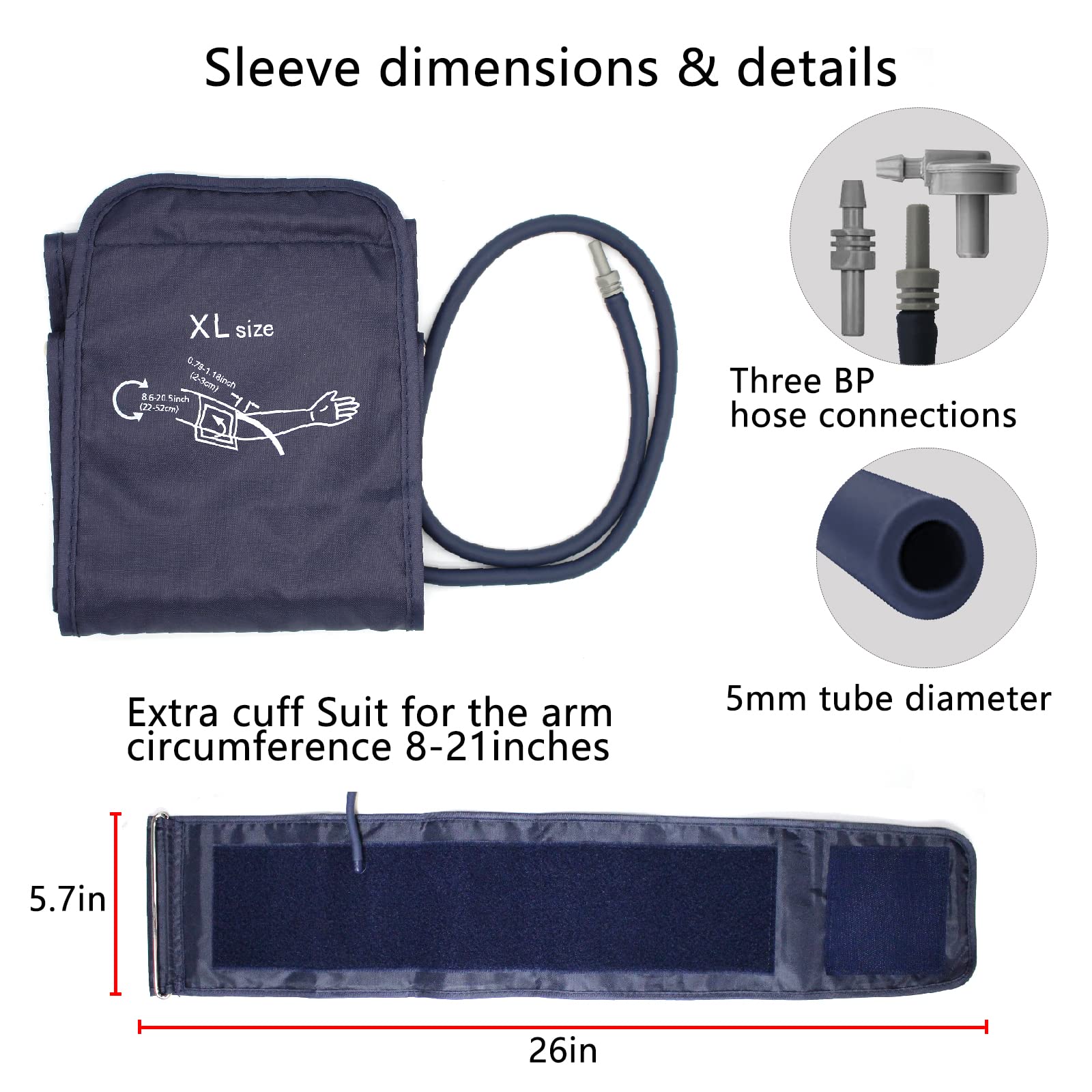 Extra Large Blood Pressure Generic Replacement Cuff,Extra Large Cuff Applicable for 8.6"-20.5" Inches (22-52cm) Big Arm Home Use,only Cuff,BP Machine Not Included