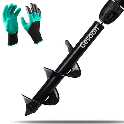 GeSoon 12"x3.2" Strong Auger Spiral Drill Bit for Planting, Garden Drill Planter Post Hole Digger, Used to Dirt/Hard Soil/Clay for 3/8" Hex Driver Drill