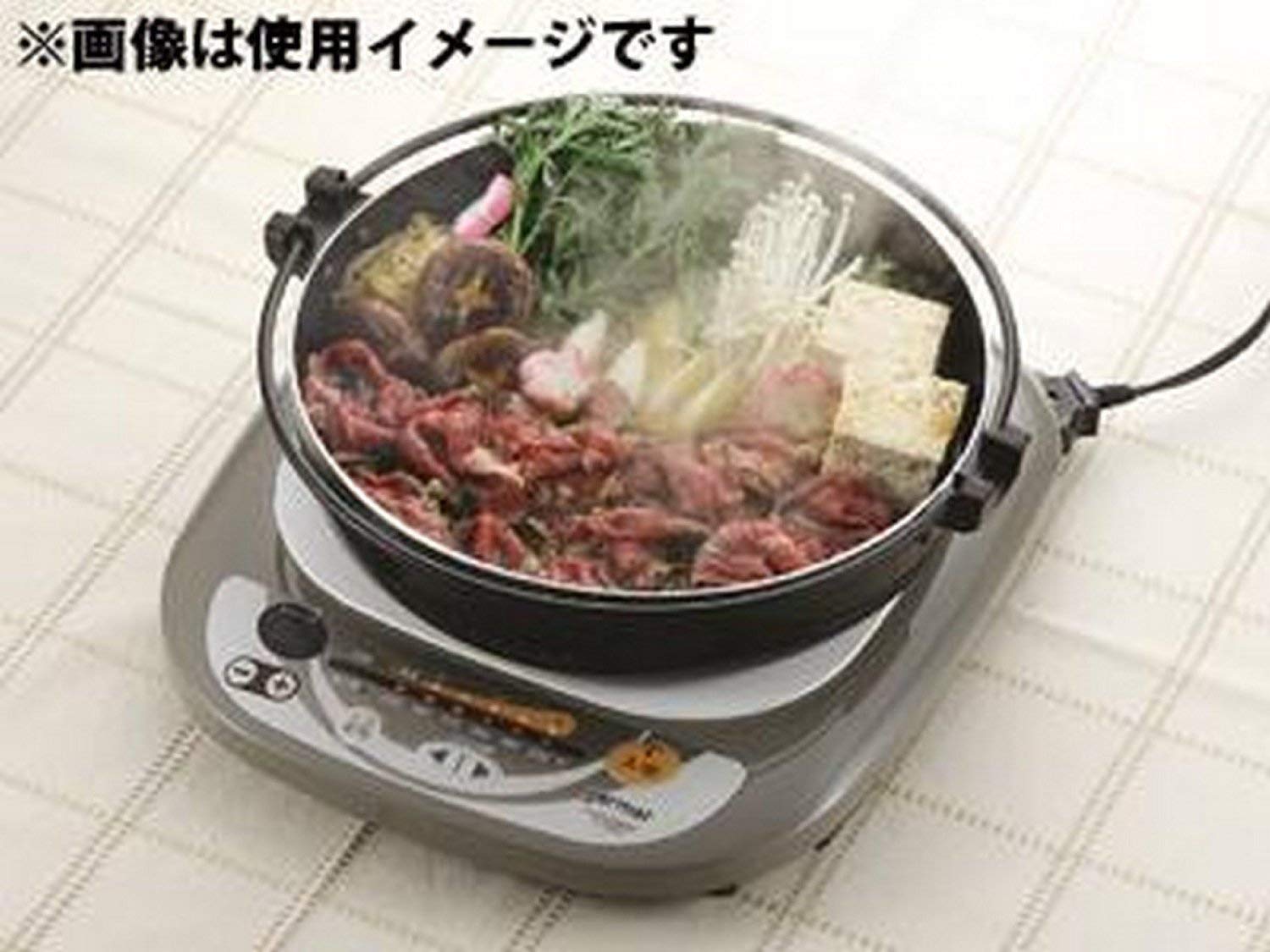 JapanBargain 3868, Sukiyaki Nabe Pot Shabu Shabu Hot Pot Pan with Glass Lid for Induction Heating IH Stove