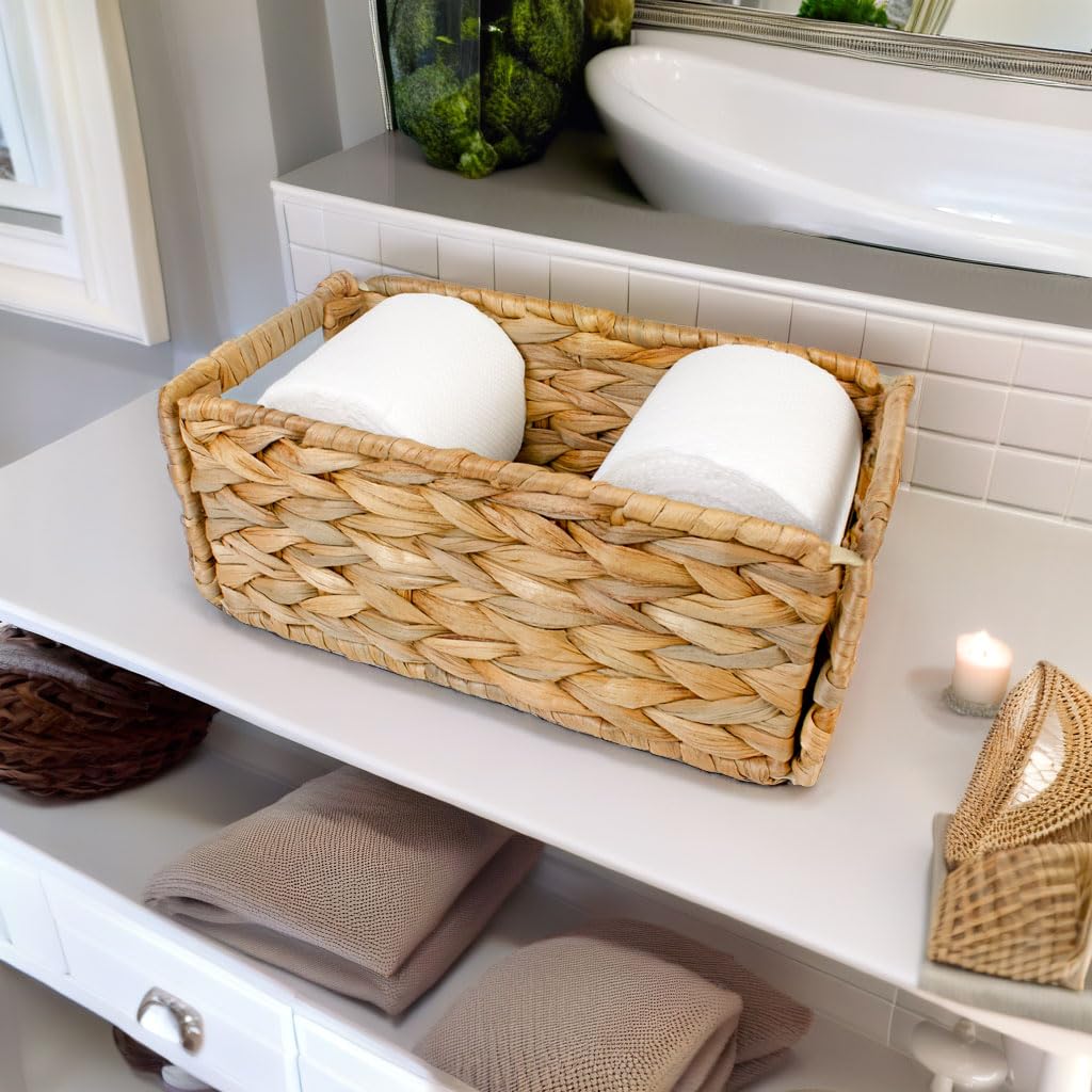 Hand Woven Water Hyacinth foldable Wicker Basket 11.3x6x5 inches
