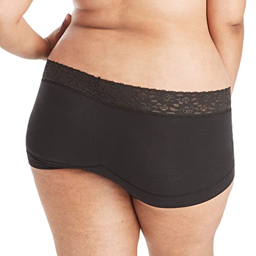 Maidenform Pack, Dream Lace Boyshorts, Cotton Panties for Women, 3-Pack, Navy/Grey Daze/Black