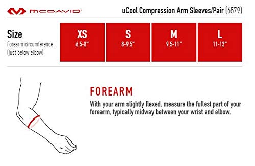 McDavid 6579 uCool Compression Arm Sleeves Cooling Arm Compression Sleeves with 50+ UV Sun Protection for Running, Cycling, Golfing and Hiking