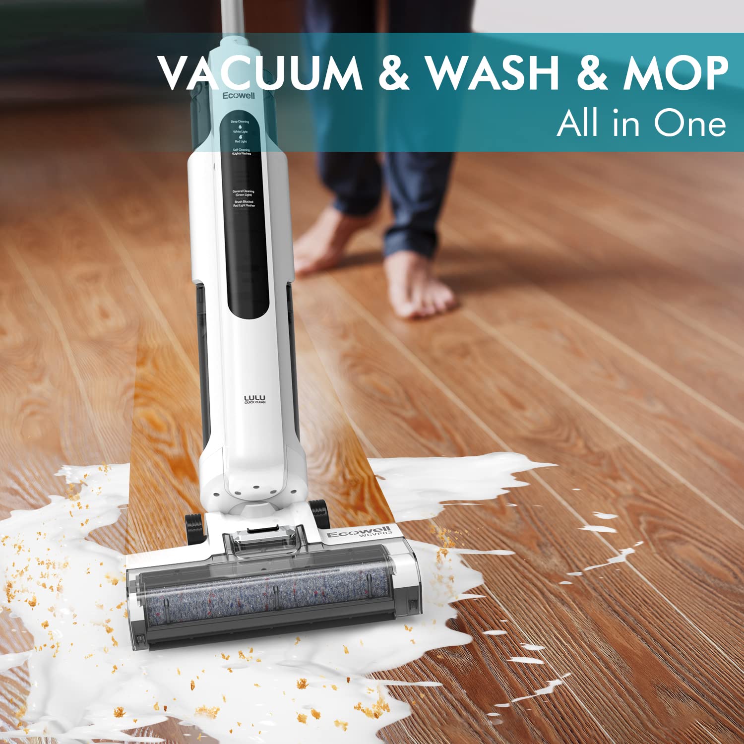 Ecowell Cordless Wet Dry Vacuum Cleaner and Mop, with Self Cleaning for Hard Floor and Area Rug Vacuum Cleaner, 8.2 pounds, WCVP03