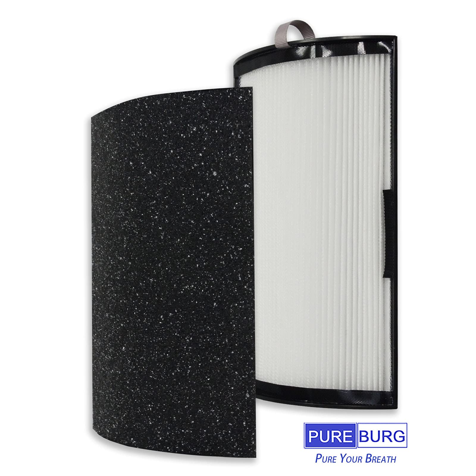 PUREBURG Replacement Filter Set Compatible with Hunter HPF500 Tower Air Purifier, 2-Pack H13 HEPA + 8 Activated Carbon Pre-Filters Air Clean Dust VOCs