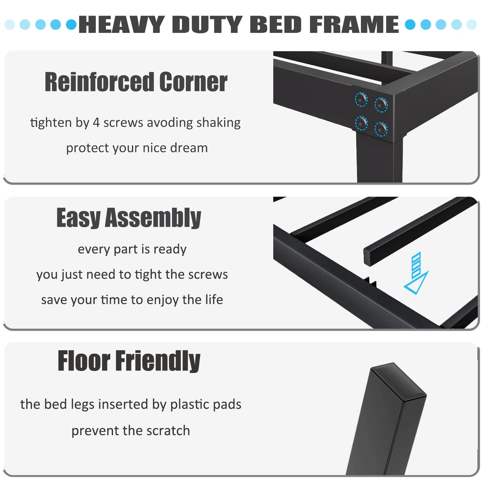 Cleaniago 16 Inch Twin Metal Platform Bed Frame,Heavy Duty Steel Single Bed Frame No Box Spring Needed for Adults Teens Kids,Noise Free, Easy Assembly, Black