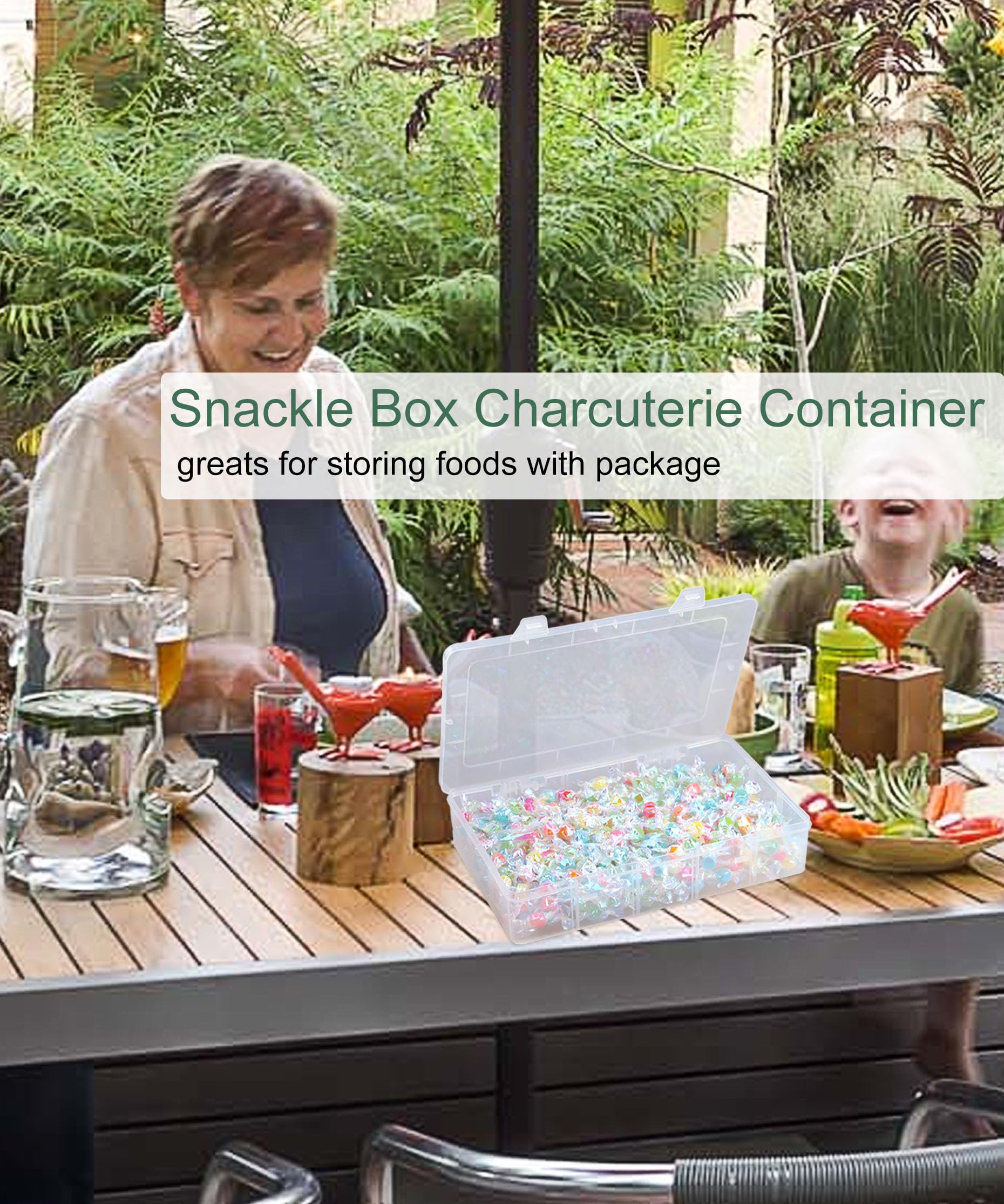 Uxwuy Tackle Box Organizer Washi Tape Storage Container Snackle Box Charcuterie Container Bead Organizer Plastic Storage Box with Dividers 2PCS 15 Grid Tackle Box Snack Containers Sticker Organizer