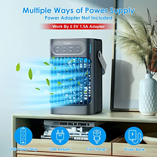 Portable Air Conditioners Fan β Daonsuty Evaporative Air Cooler Cooling Fan with 3 Cool Mist & 3 Speeds, 7 Night Light & 2-8H Timer, Personal Table Air Conditioners Fan for Bedroom Office Camping