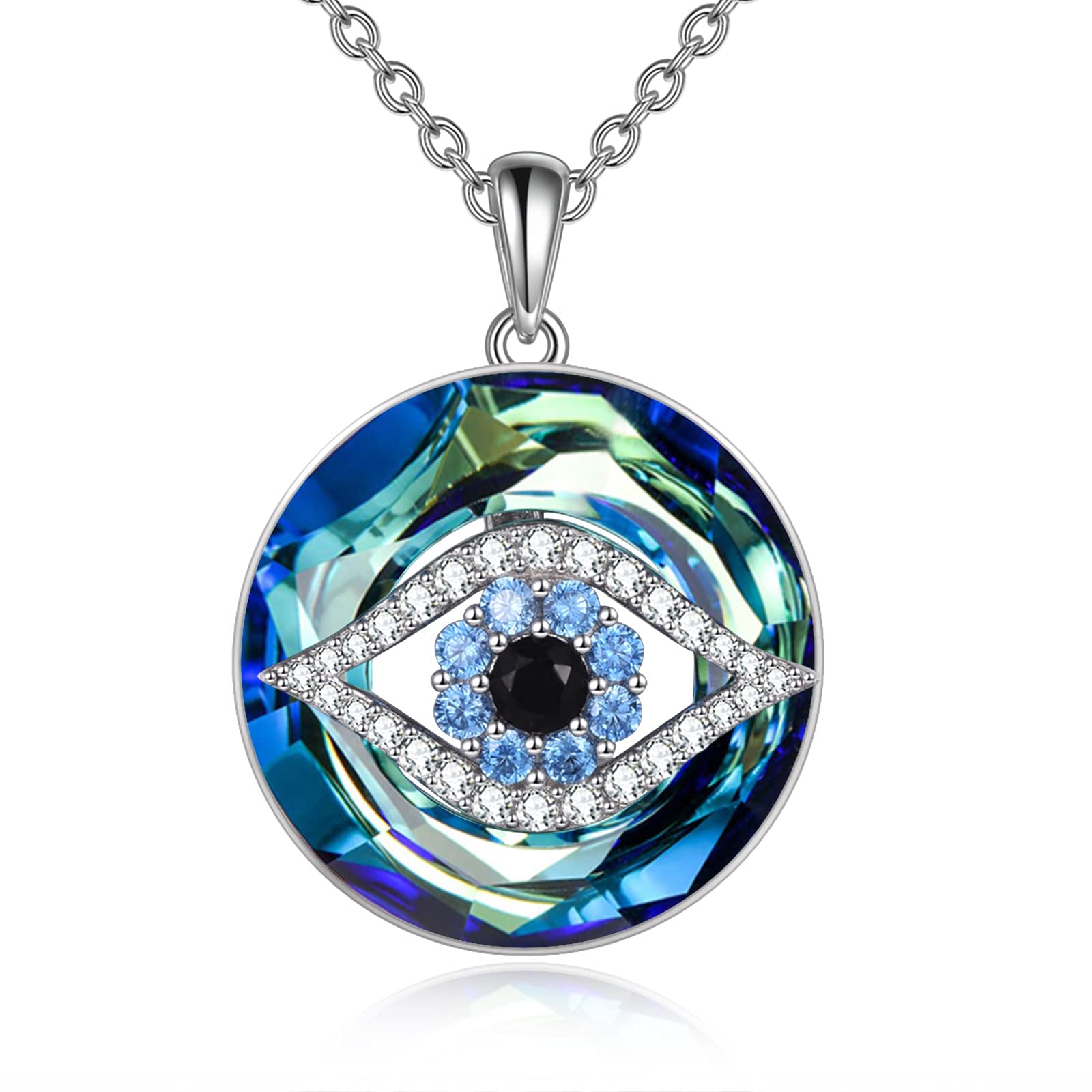 WINNICACA Evil Eye Necklace for Women Valentines Day Gifts for Her Sterling Silver Protection Pendant Necklace with Blue Crystal Nazar Jewelry Birthday Mothers Day gifts for sisters her mother