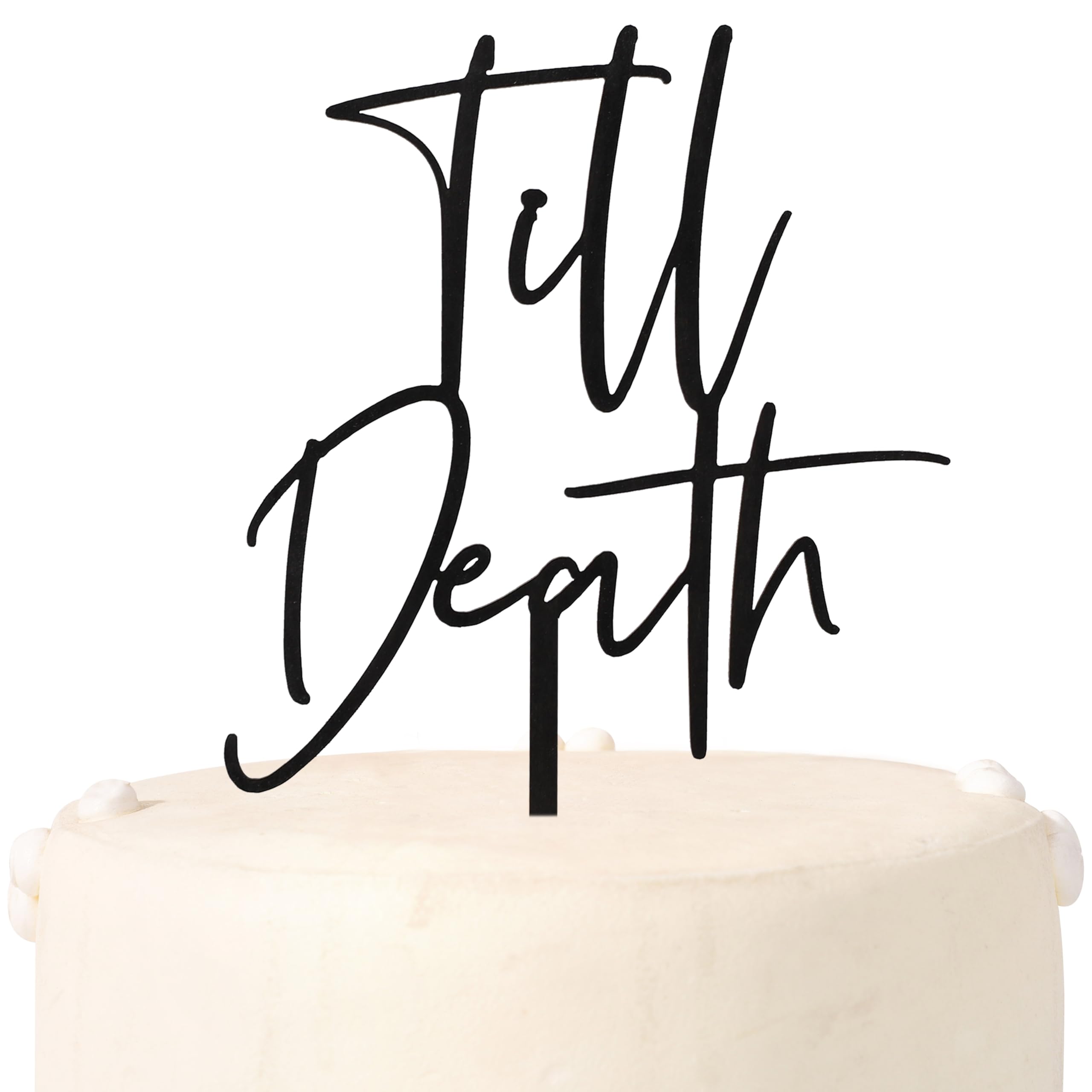 Gothic Till Death Cake Topper - Old English Wedding Cake Topper - Wedding, Anniversary, Valentines Cake Topper (Till Death Cake Topper)