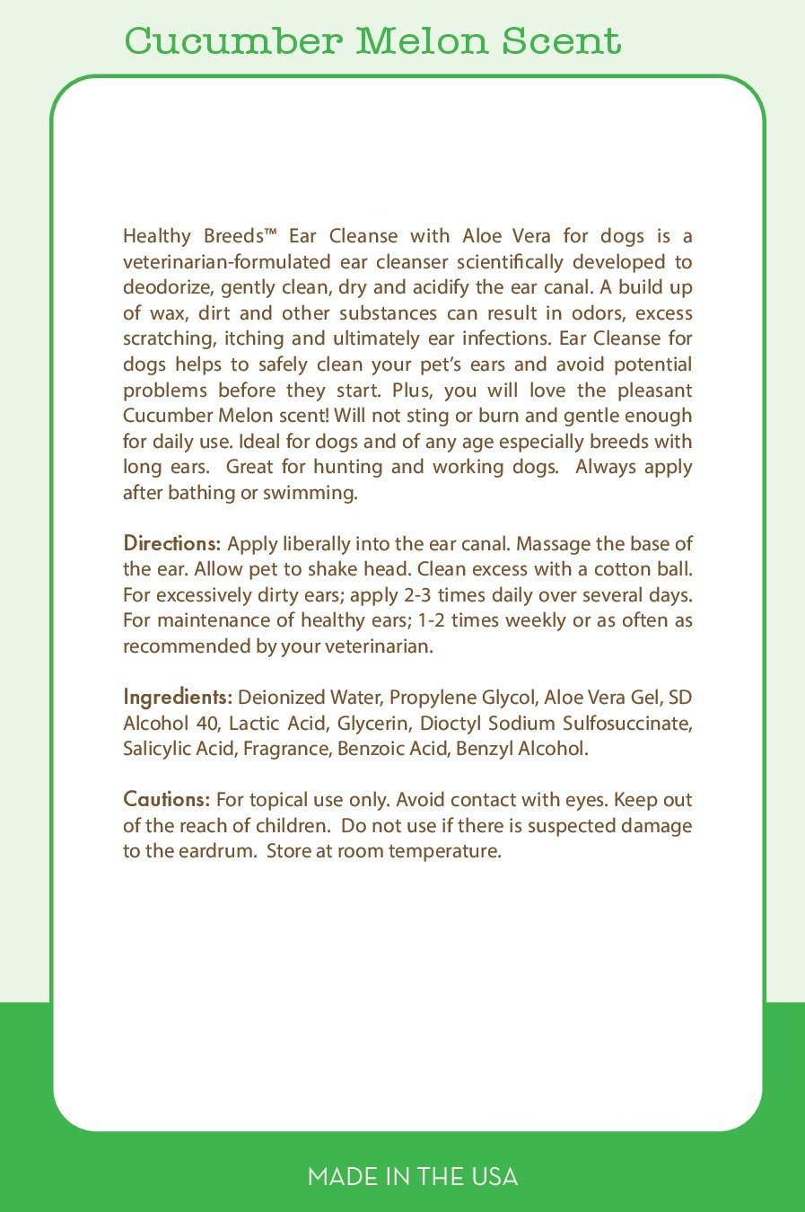 Healthy Breeds Great Pyrenees Ear Cleanse with Aloe Vera Cucumber Melon 8 oz