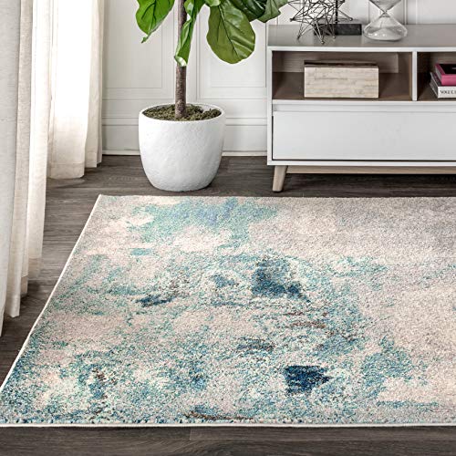 JONATHAN Y CTP104A-5 Contemporary POP Modern Abstract Vintage Indoor Area -Rug, Transitional, Bohemian Easy -Cleaning,Bedroom,Kitchen,Living Room,Non Shedding, Cream/Blue, 5 X 8