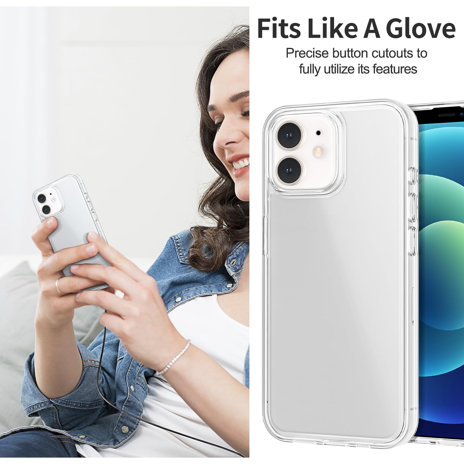 Coolden Compatible with iPhone 12 Hybrid Clear Phone Case, Heavy Duty Protective Dual Layer Shockproof Case with Hard PC Bumper Soft TPU Back Compatible for iPhone 12 5G 6.1 inch, Transparent