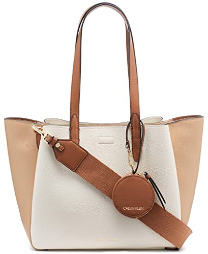 Calvin Klein Millie Novelty Tote, Cherub White/Rye/Caramel Combo