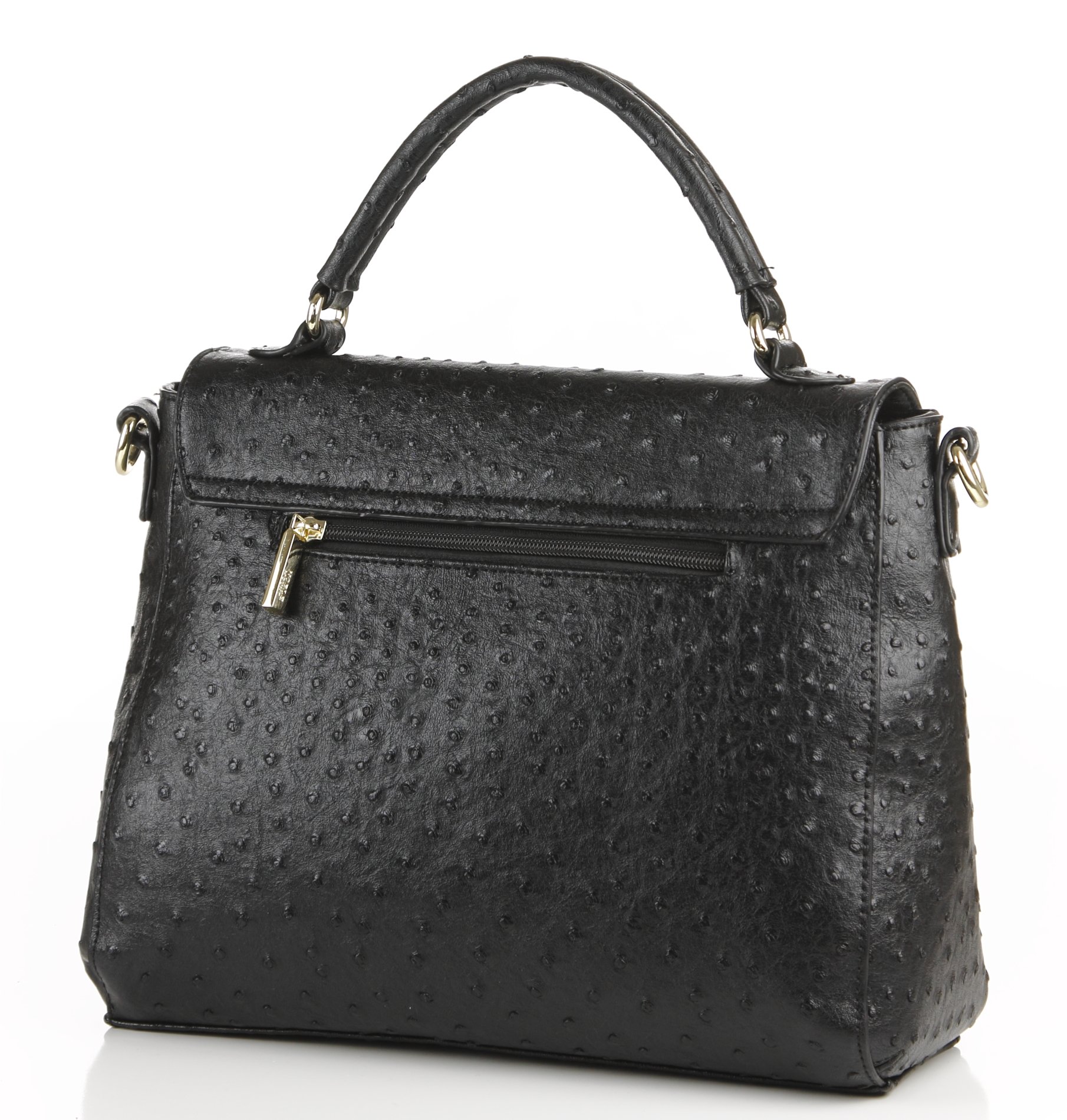 Noble Mount Ostrich Finish Envelope Satchel/Handbag - Black