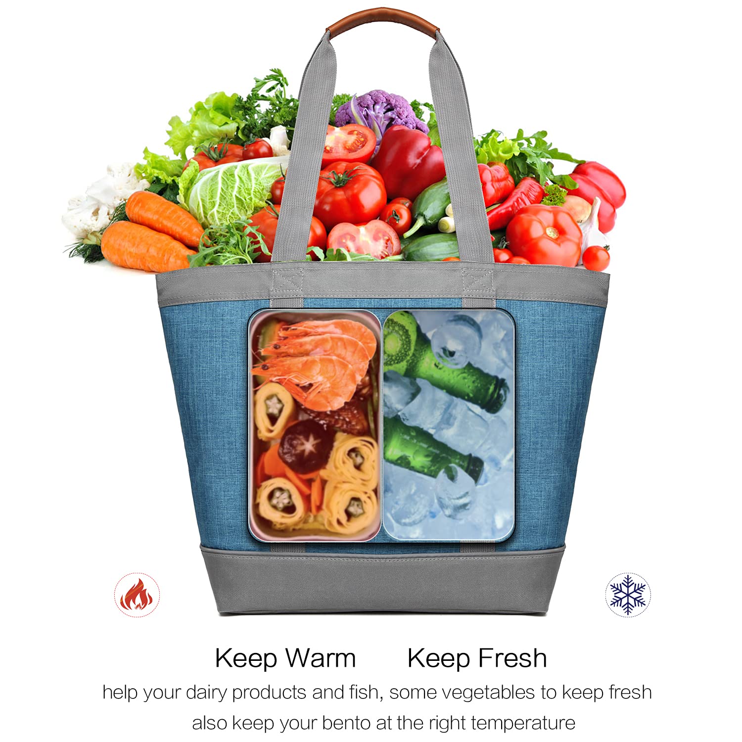 Insulated Cooler Bag - Reusable, Thermal Foam Insulation for Hot/Cold Food, Ideal for Delivery, Travel, and Picnics