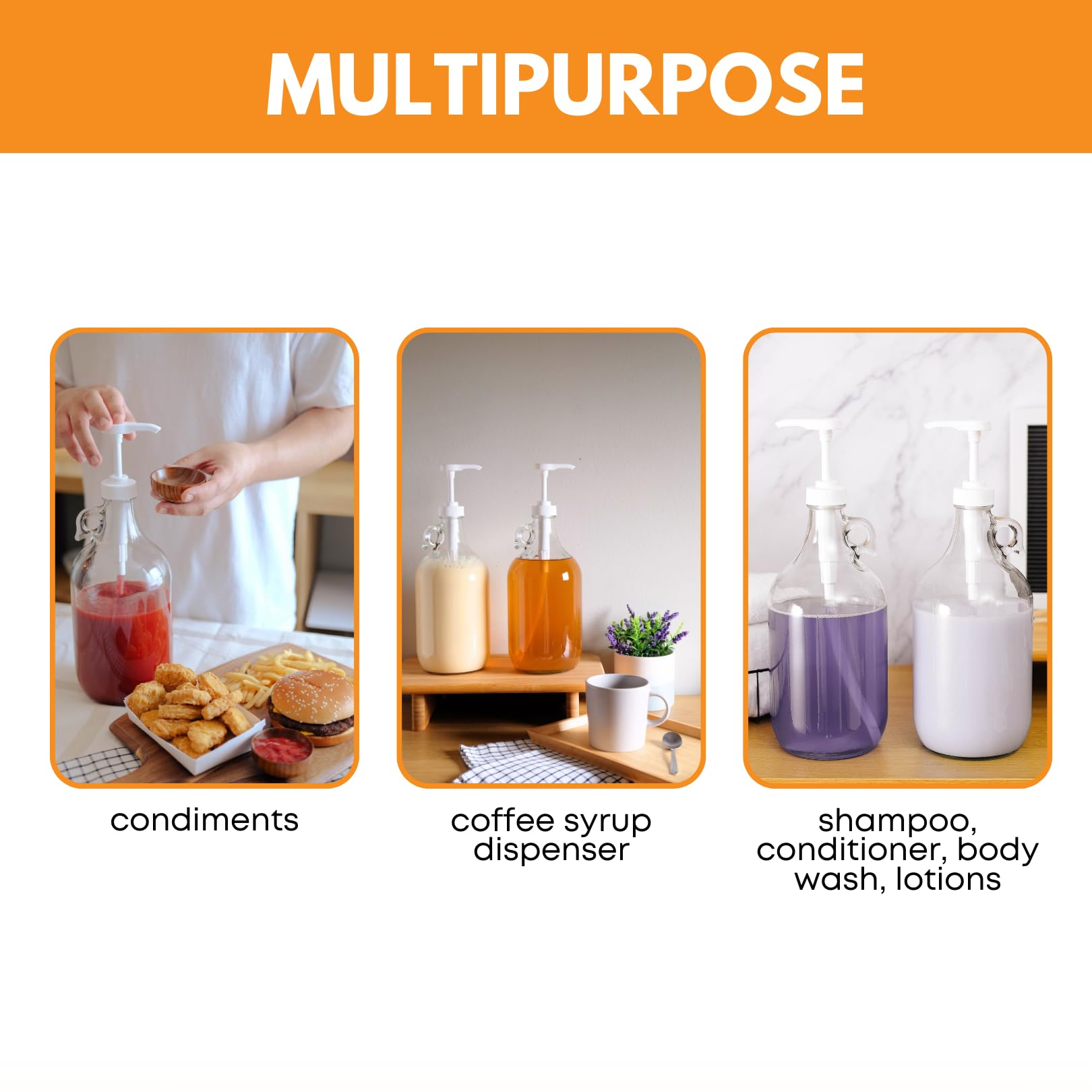 FastRack Laundry Detergent Dispenser | 1 G Clear Glass Dispenser with Pump for Commercial Soap Dispenser, Fabric Softener or Syrup Pump | 128 oz Capacity | Food Grade β ECO Friendly - Made in USA