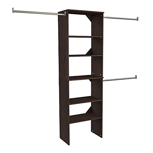 ClosetMaid SuiteSymphony 25-inch Wide Starter Tower Closet Organizer Midnight Brown Wood Finish