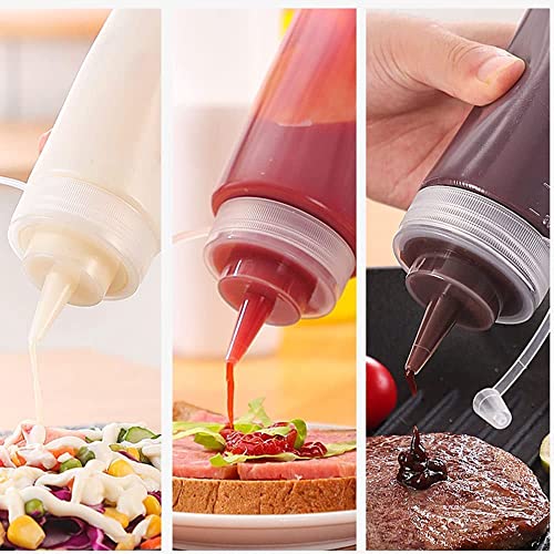 LNJBABAO 2 Pcs 8oz Plastic Squeeze Condiment Bottles Sauce Bottles 8oz Seasoning Dispensers 250ml Squeeze Condiment Bottles for Condiments Ketchup Syrup BBQ Sauce Mustard Salad Dressing