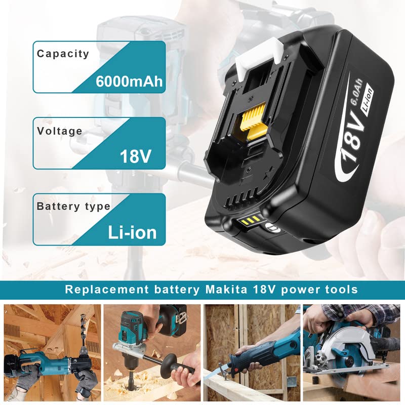 Fancy Buying [2Pack] 18V 6000mAh Replacement Battery for Makita BL1850 BL1815 BL1830 BL1835 BL1840 BL1860 LXT400 194204-5 194205-3 194230-4 194309-1