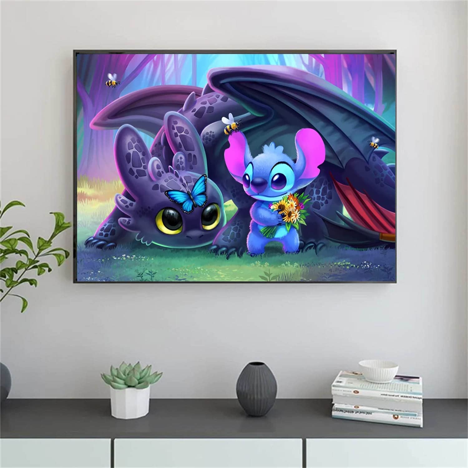 Clendo 2 Pack Stitch Diamond Painting Kits for Adults Beginner, 5D DIY Full Drill Diamond Dots Gem Art Paint with Round for Gifts Home Wall Decor(12x16 inch)