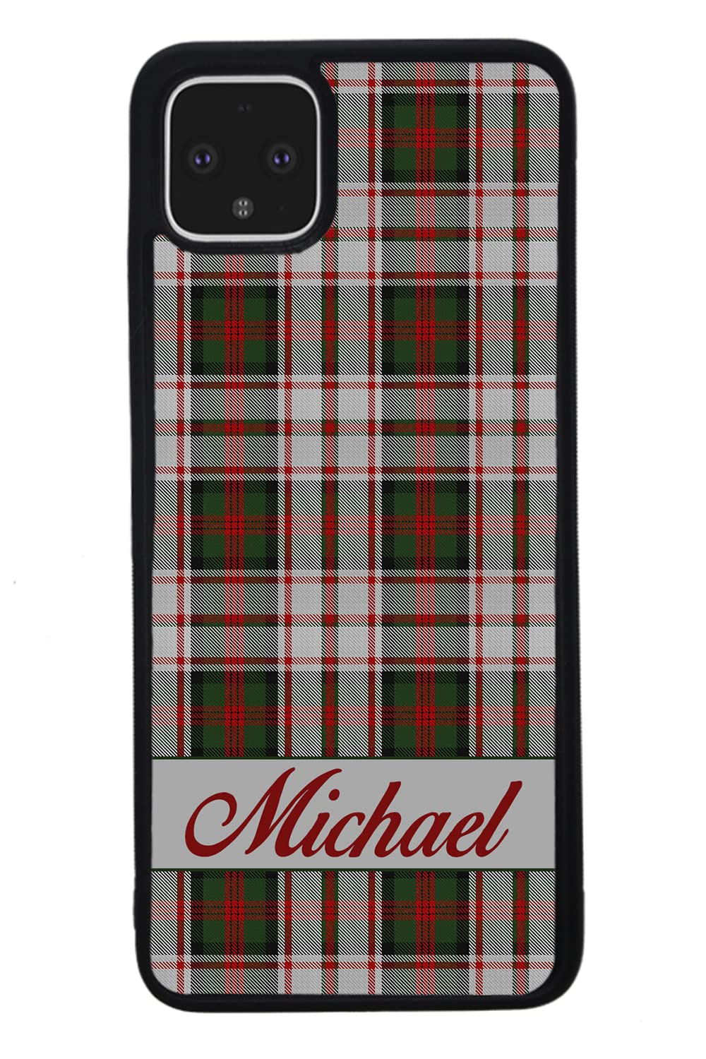 Christmas Tartan Quilt Blanket Personalized Black Rubber Phone Case Compatible With Google Pixel 8 Pro, 8a, 8, 7a, 7, Pixel 7 Pro, 6a, Pixel 6 Pro, 6, 5, 4a 5G, 4a 4G, 4, 4 XL, 3a, 3a XL, 3, 3 XL
