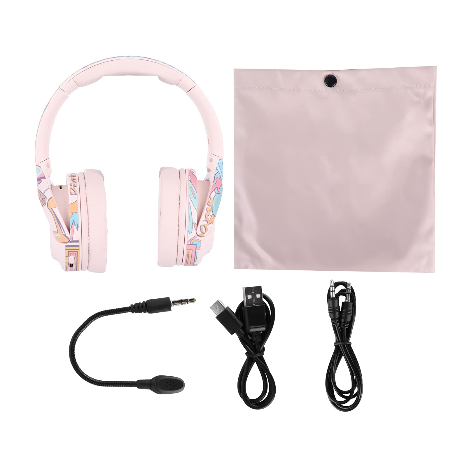Wireless Over Ear Gaming Headset, RGB Colored Bluetooth 5.1 HiFi Stereo Headphones with Pluggable Noise Cancelling Mic, 24Hrs Playtime - Graffiti ()