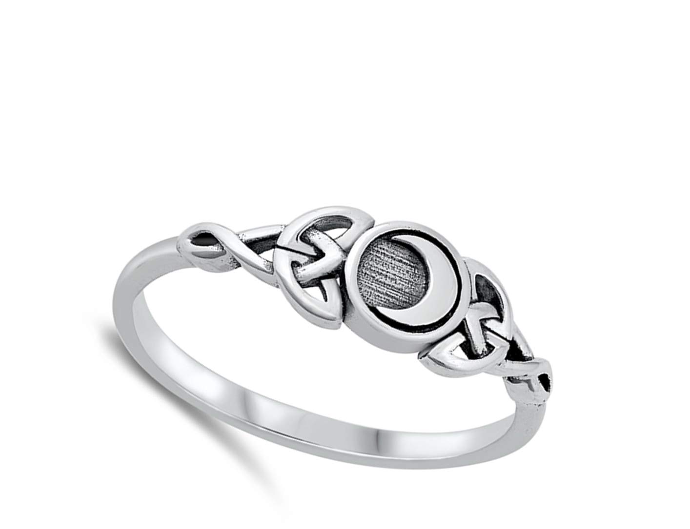 Celtic Triquetra Moon Witch Ring New .925 Sterling Silver Band Size 12