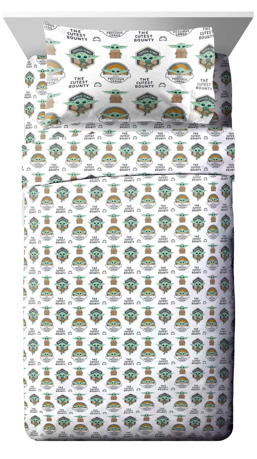 Jay Franco Star Wars The Mandalorian The Child Twin Sheet Set - 3 Piece Set Super Soft and Cozy Kidâs Bedding Features Baby Yoda Grogu - Fade Resistant Microfiber Sheets (Official Star Wars Product)