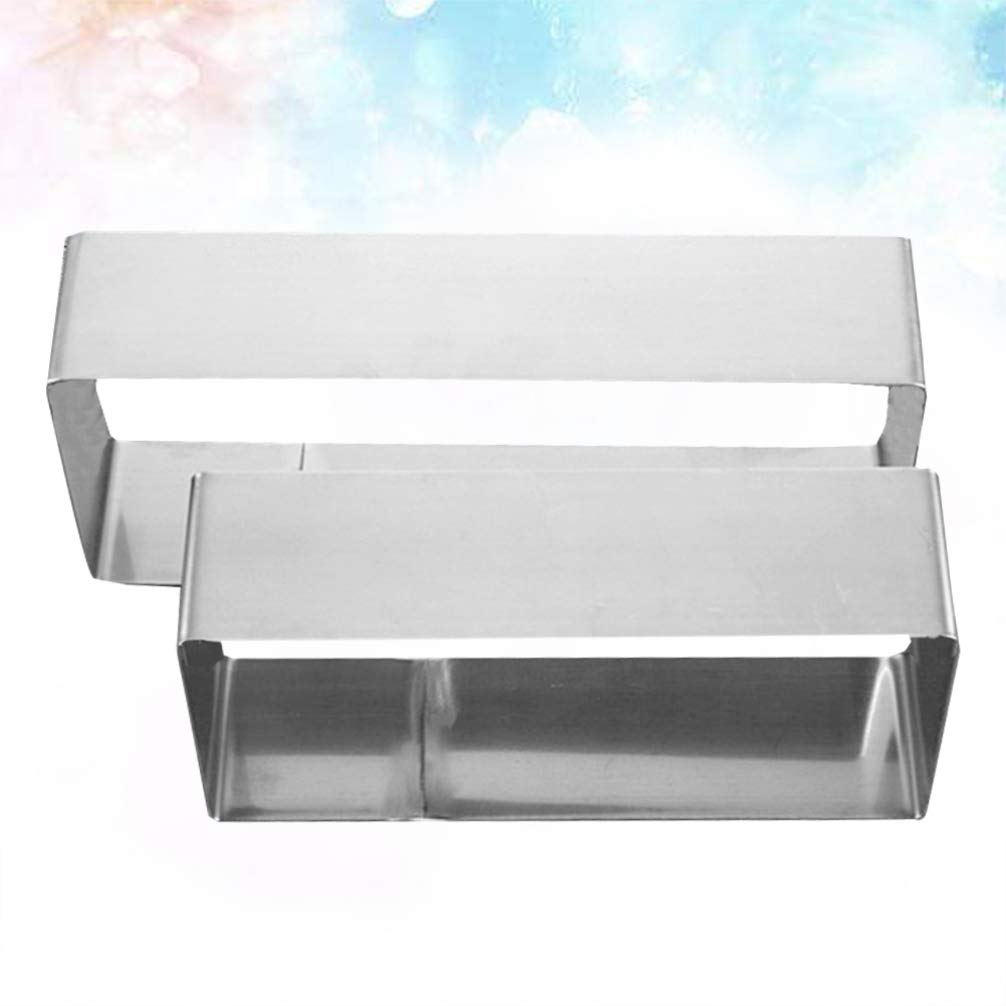 DOITOOL 2pcs Stainless Steel Rectangular Cake Mold Cutter Molding Forming Layering Cake Pastry Rings Cookie Biscuit Baking Cake Mold Rings (Size S/L)