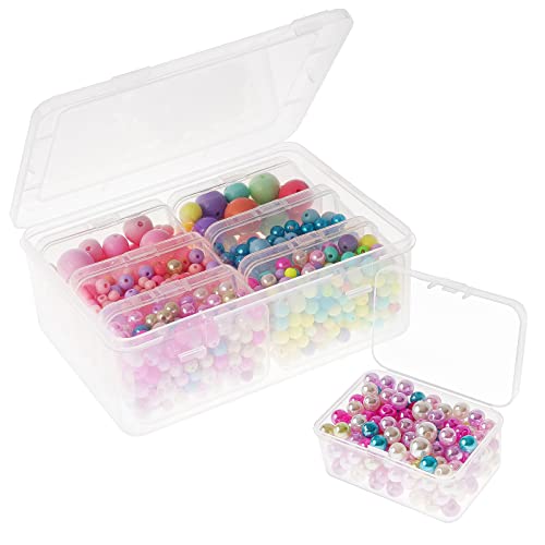 Gbivbe Small Plastic Storage Box, 7 Pieces Plastic Storage Cases Bead Organizers Boxes with Lid Mini Rectangles Boxes Craft Supply Case Bead Containers for Organizing