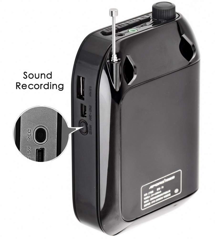 Wireless Voice Amplifier, 15W Rechargeable Portable PA System (2400mAh) Bluetooth Speaker with UHF Wireless Microphone for Teachers, Tour Guide and More