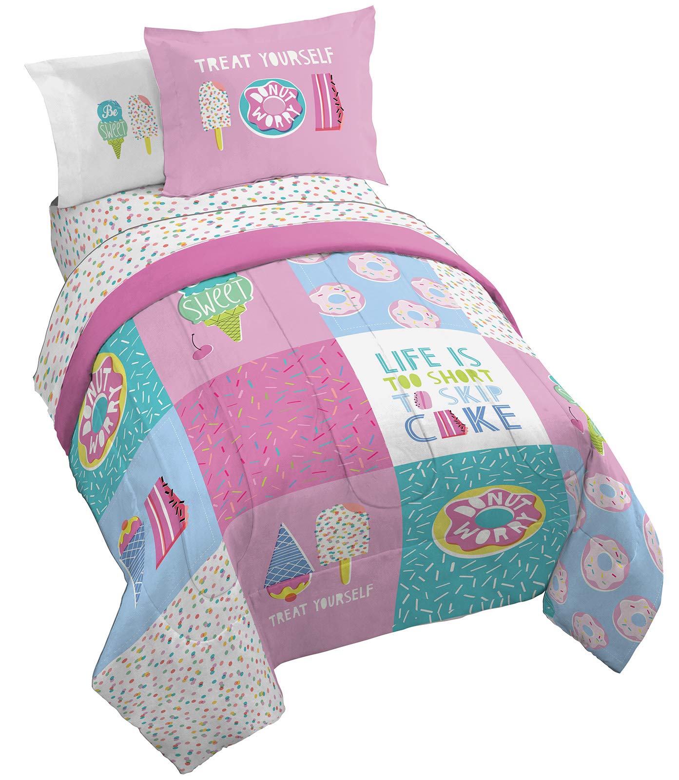 Jay Franco Trend Collector Be Sweet 7 Piece Full Bed Set - Includes Comforter & Sheet Set - Super Soft Fade Resistant Microfiber Bedding