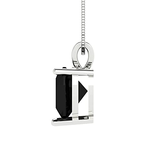 Clara Pucci 2.0 ct Heart Cut Genuine Natural Black Onyx Gem Solitaire Designer Pendant Necklace With 18" Gold Chain box 14k White Gold