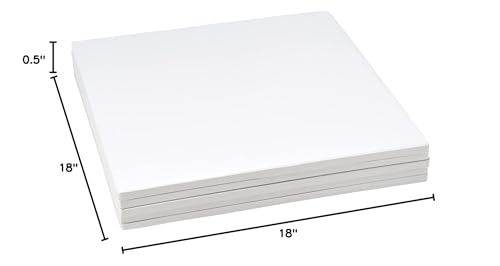 DecoPac Square Cake Drum, Foil Covered Cake Drum, Sturdy Half Inch Thick, Pack of 5, White - 18 Inch