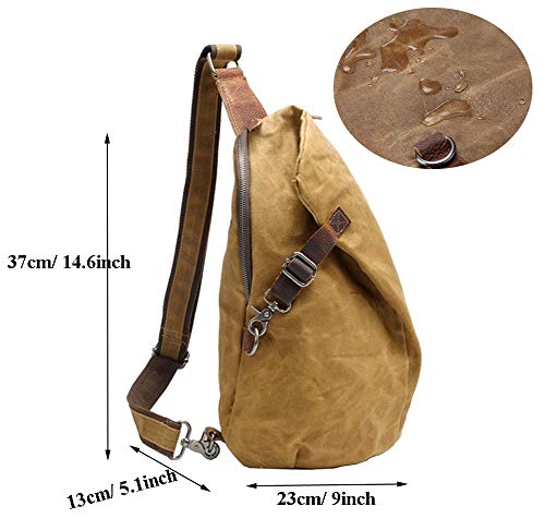 Waxed Sling Bag Crossbody Canvas Bag Waterproof Travel Chest Bags Single Shoulder Bag (Dark Grey)