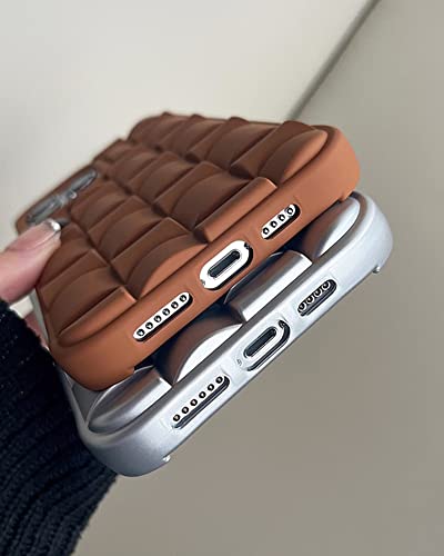 Ginkgonut Compatible with iPhone 13 Pro Max Case for Women/Girls, Cute 3D Laid Desgin Soft Silicone Shockproof Raised Bumper Corners Case for iPhone 13 Pro Max(Silver)