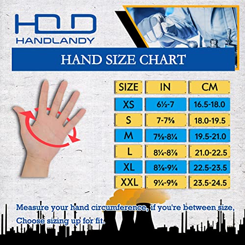 HANDLANDY Fingerless Work Gloves for Men, Half Finger Working Glove Grip Shock-Absorbing Breathable Uwrist TPR Anti-collision Gloves for Mens & Women (L)