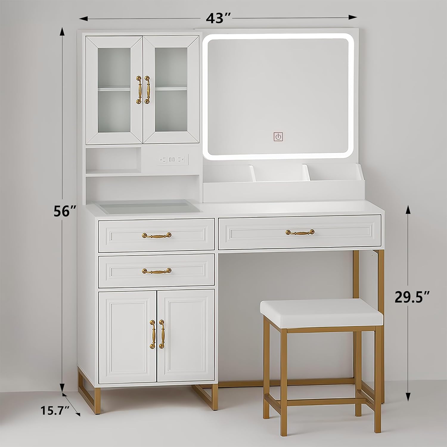 Furnaza Makeup Vanity with Mirror and Lights