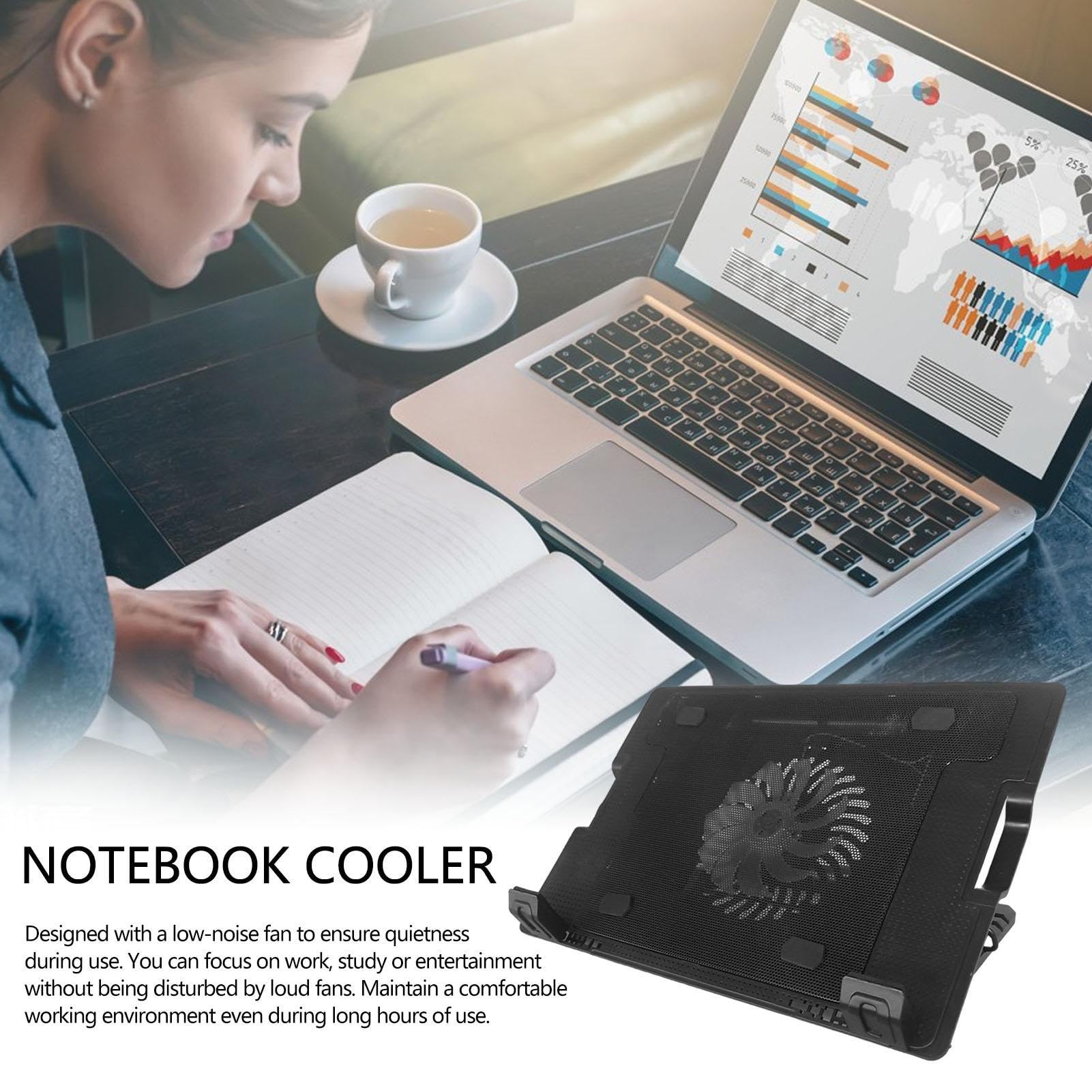 Cooling Pad, Portable Laptop Cooler Stand, Adjustable Laptop Cooling Pad, Heat Protection Laptop Cooling Stand, Noise Free Notebook Cooling Fan, Pc Cooling Holder for Overheating Prevention Protection