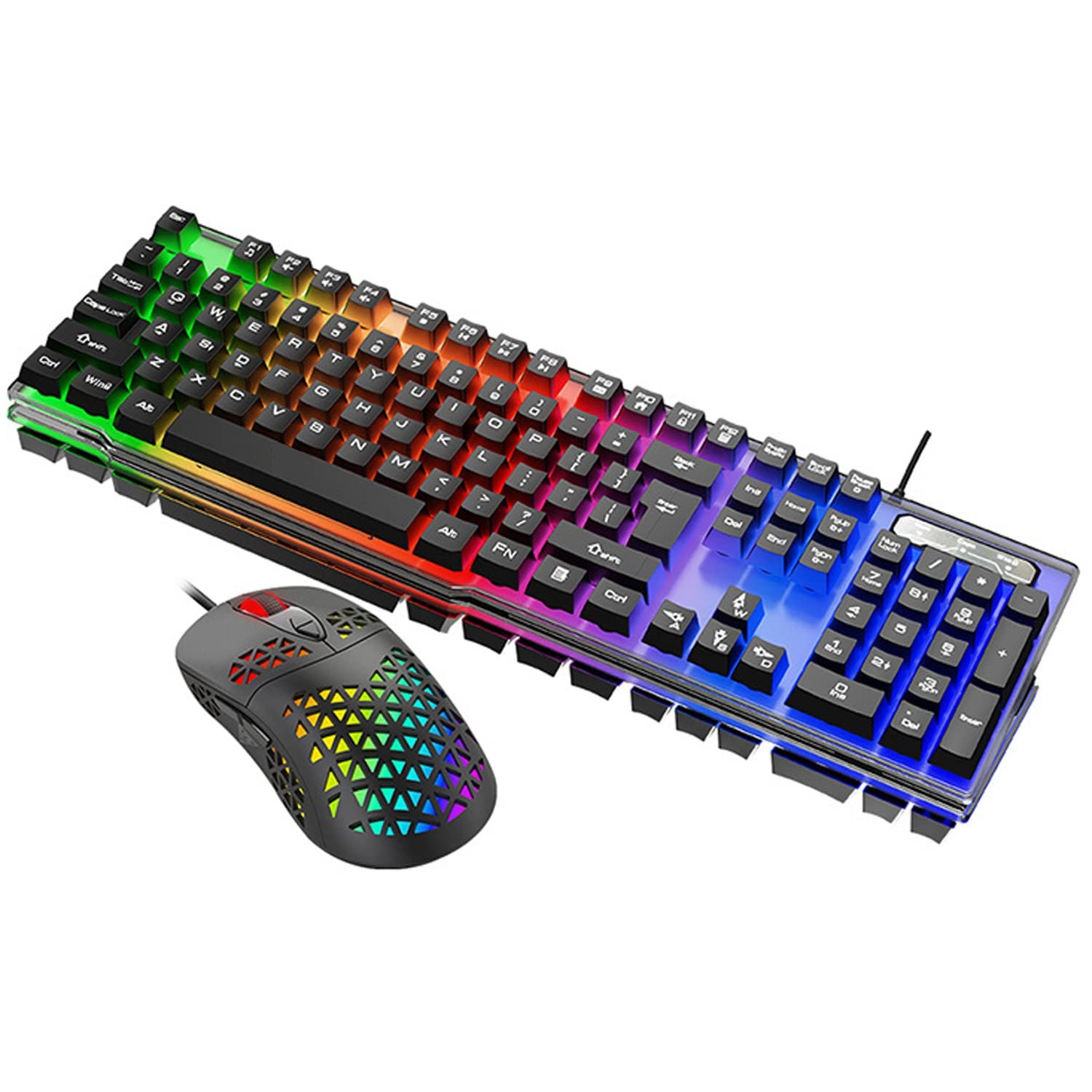 EXHNLE Gaming Keyboard and Mouse Combo, RGB Backlit Mini Keyboard, 3200 DPI Mouse, with 104 Key Computer PC Gaming Keyboard for PC/Laptop