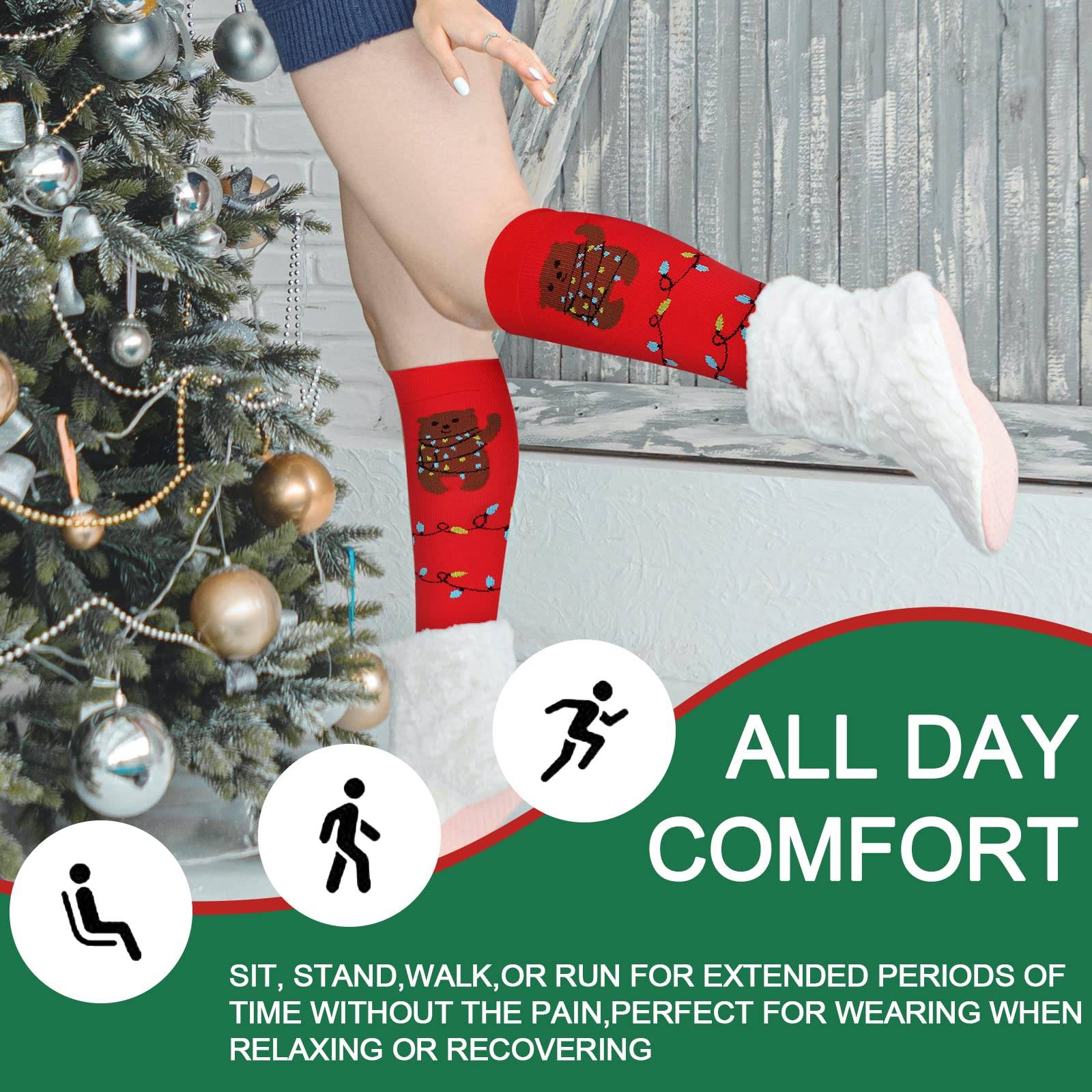 Compression Socks Women and Men Circulation, 4 Pairs 15-20mmhg Knee High Compression Socks for Running, Travel, Athletic, Nurses