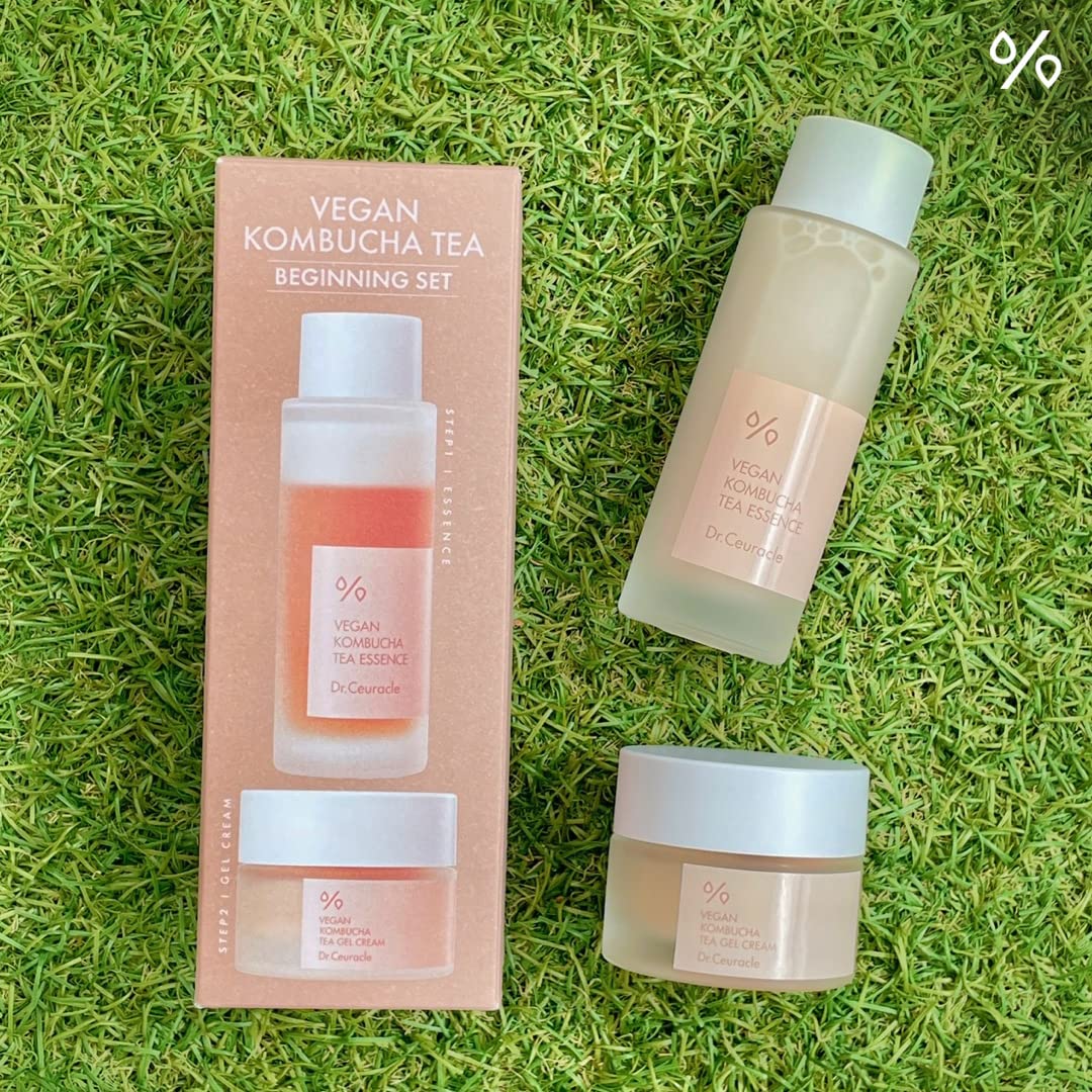 Dr.Ceuracle by leegeehaam Vegan Kombucha Tea Beginning Set - Korean Skincare Starter Kit, Essence (50 ml / 1.69 fl oz) and Gel Cream (30g / 1.05 oz)