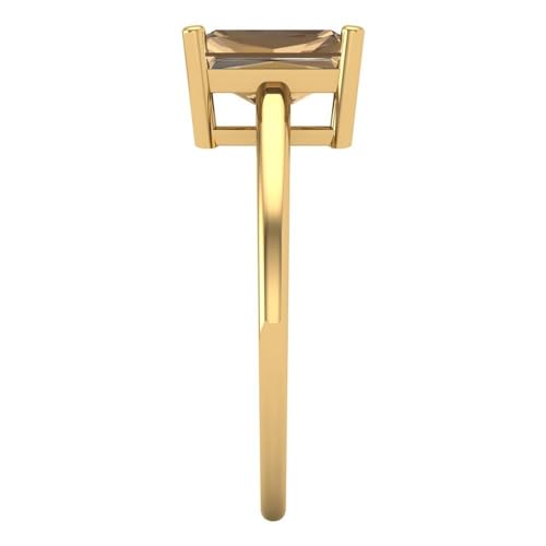 Clara Pucci 2.0ct Emerald Cut Solitaire Champagne Simulated Diamond 4 Prong Engagement Bridal Anniversary Ring 18K Yellow Gold 7.75