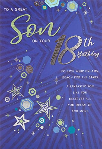 Modern Milestone Age Birthday Card 18th Son - 9 x 6 inches - Regal Publishing