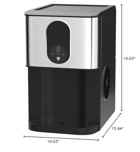 Joy Pebble Nugget Ice Maker Dispenser, Self Dispensing Pellet Ice Maker, 44lbs/24H, 15Mins Quick Ice Make, 3.3lbs Ice Storage, Ice Full Indicator, Self-Cleaning, Home, Kitchen, Bar, Party Silver