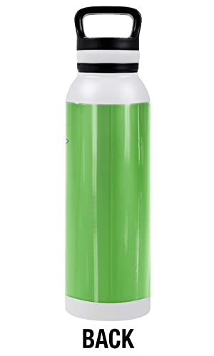 Looney Tunes OFFICIAL Bugs Bunny Green Background 24 oz Insulated Canteen Water Bottle, Leak Resistant, Vacuum Insulated Stainless Steel with Loop Cap, White